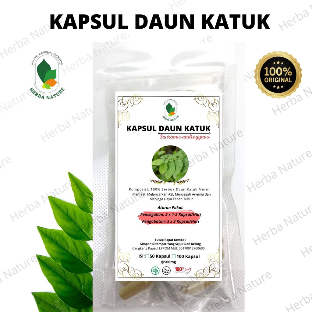 Jual HERBA NATURE || Kapsul Ekstrak Daun Katuk 100 Kapsul | Shopee ...