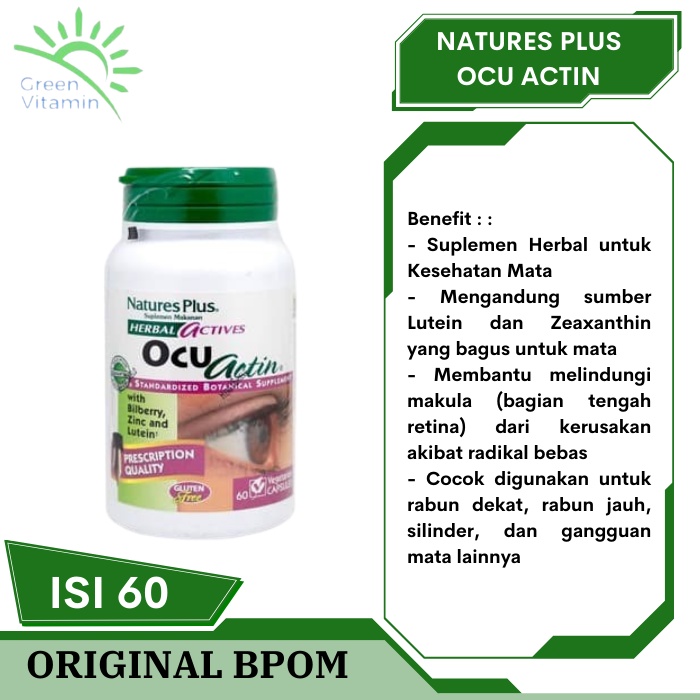 Jual Nature's Plus Ocu Actin 60Kap Bilberry Zinc Lutein Natures Gluten ...