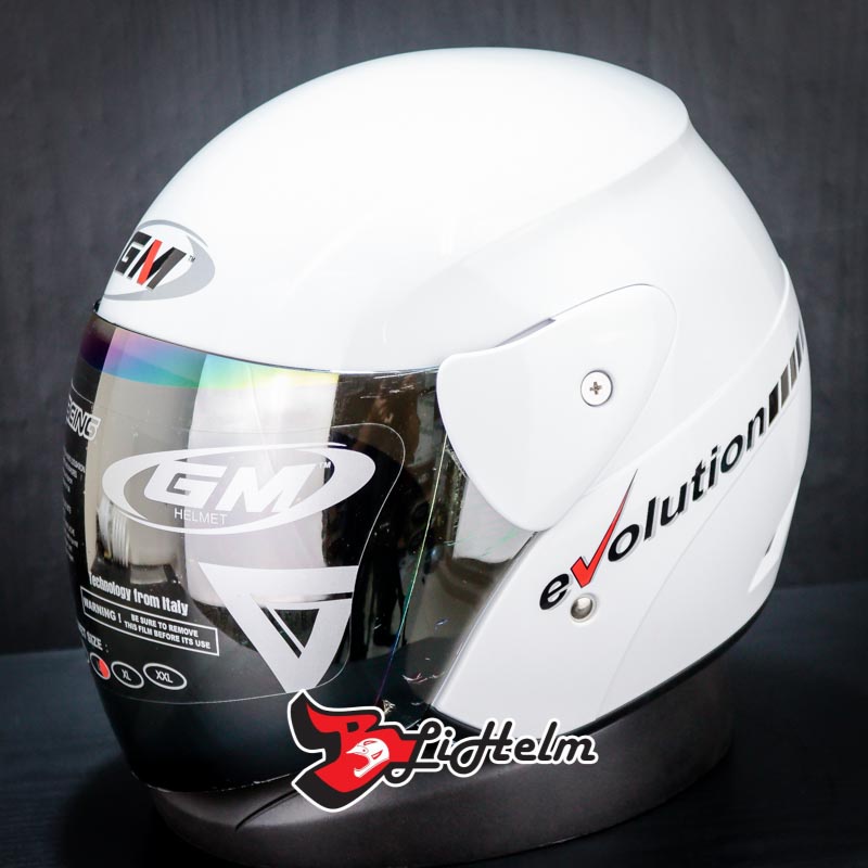 Jual HELM GM EVO SOLID WHITE | HALF FACE SNI ORIGINAL GM | Shopee Indonesia