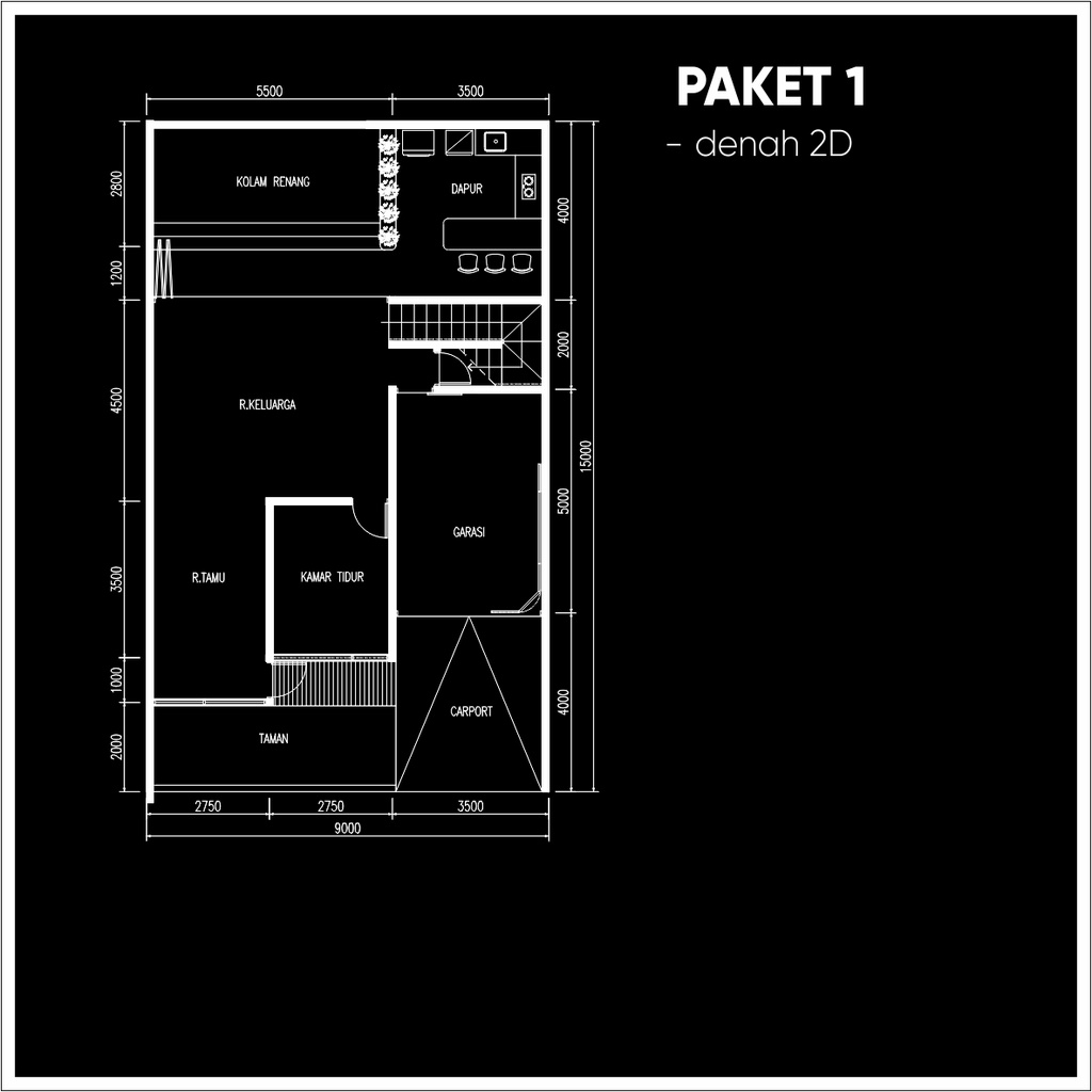 Jual [PAKET DENAH 2D] desain denah arsitek profesional 3D rumah imb/pbg ...