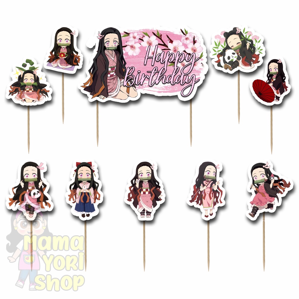 Jual Hiasan Kue Ulang Tahun Topper Cake Motif DEMON SLAYER NEZUKO ANIME ...