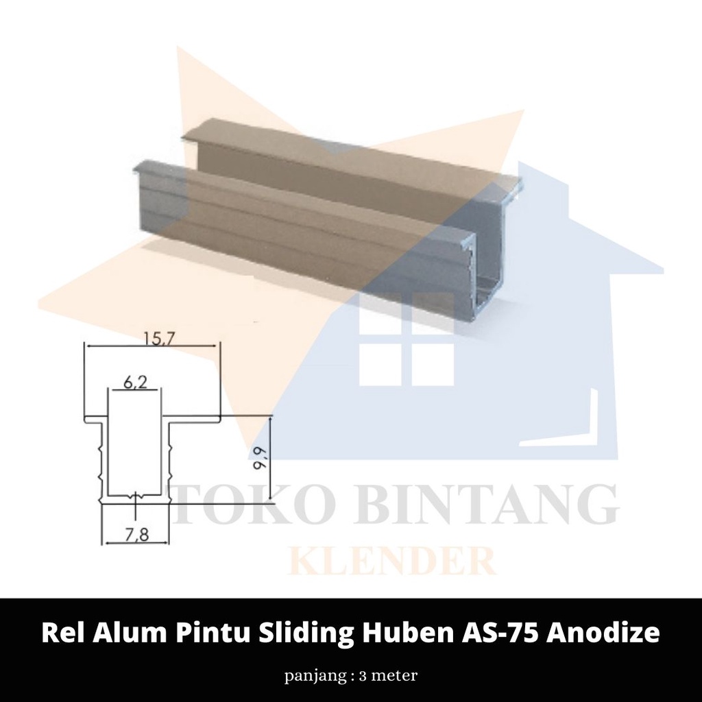 Jual Rel Alum Pintu Sliding Huben AS-75 Anodize | Shopee Indonesia
