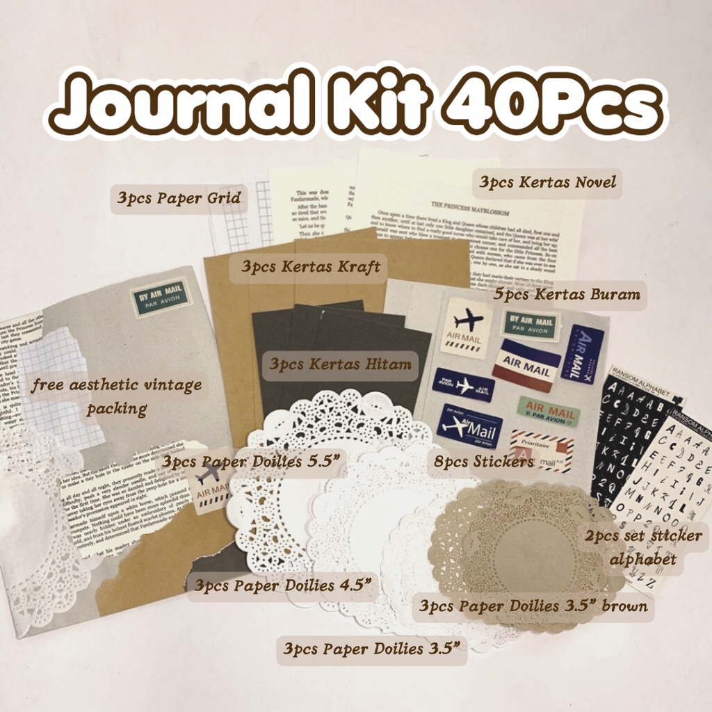Jual Journal Kit Journaling Vintage Aesthetic Jurnal (40 pcs) | Shopee ...