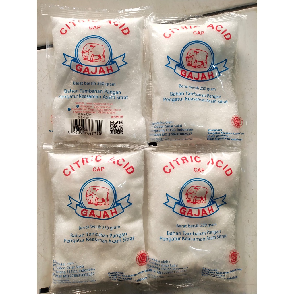 Jual Citrun cap Gajah 1bungkus @250 gr - Citric Acid | Shopee Indonesia