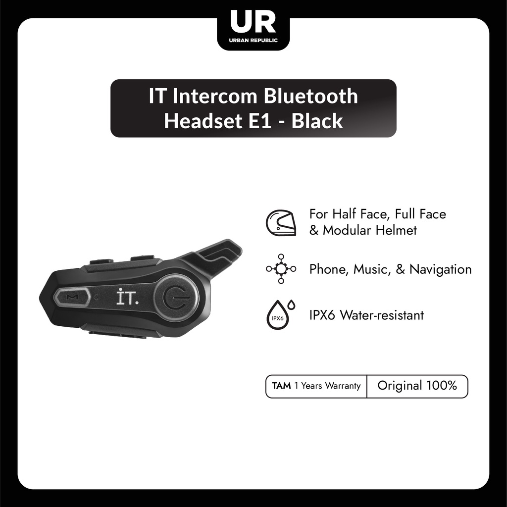 Jual IT Intercom Bluetooth Headset E1 - Black | Shopee Indonesia