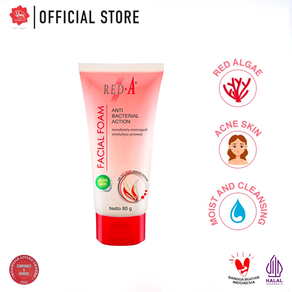 Jual Red-A Facial Foam For Acne Skin with Oil Absorbent, Triclosan ...