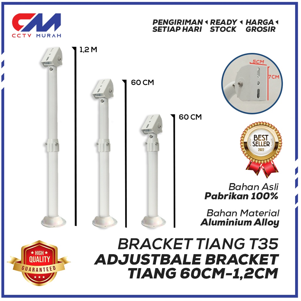 Jual Bracket CCTV Tiang T 35 Adjutable Ukuran 30-60cm II 60-120cm I 1-2 ...