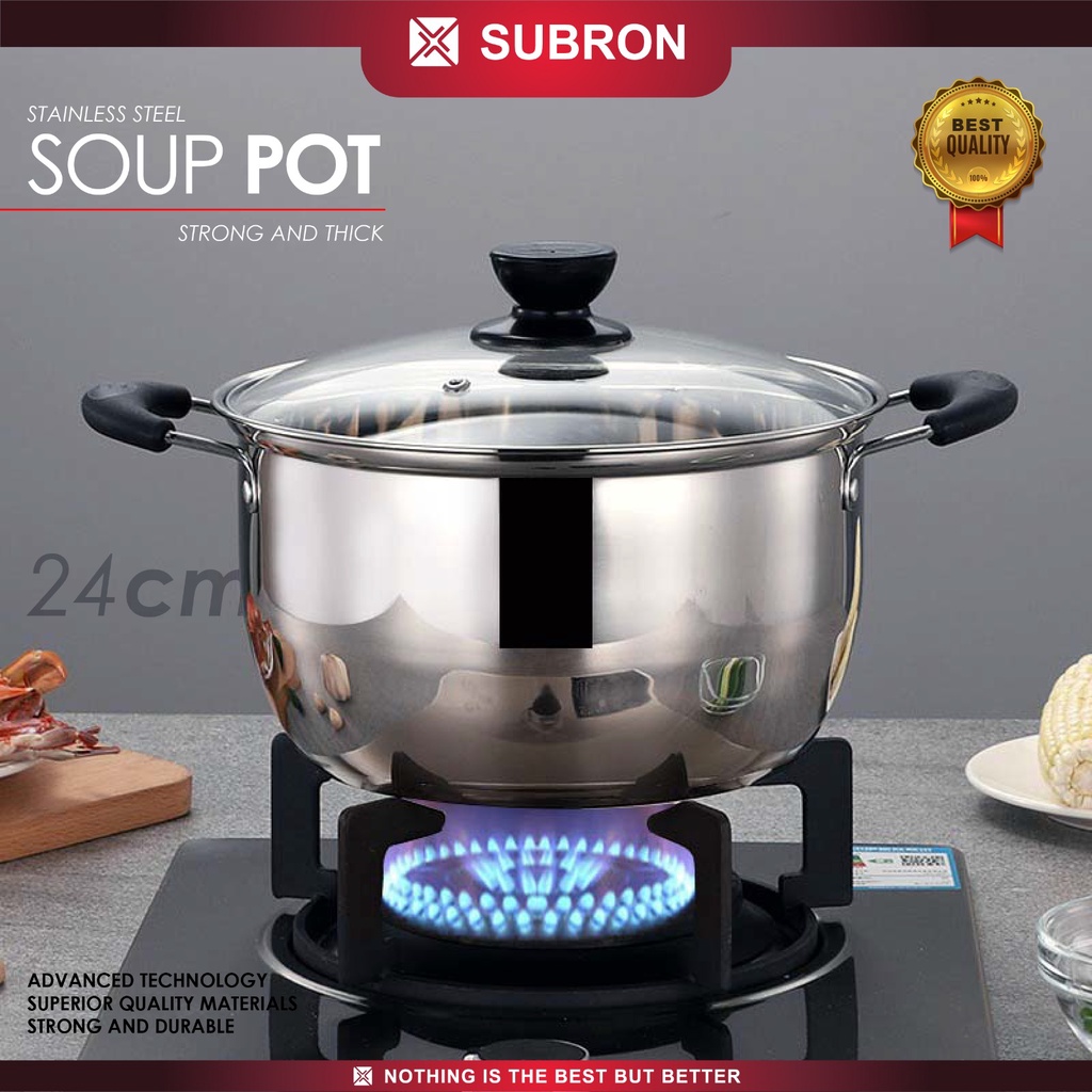 Jual SUBRON Soup Pot 24cm Panci Sup Stainless Tutup Kaca | Shopee Indonesia