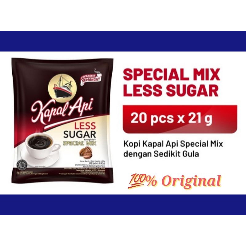 Jual Kopi Kapal Api Spesial Mix Less Sugar 20pcs x 21g | Shopee Indonesia