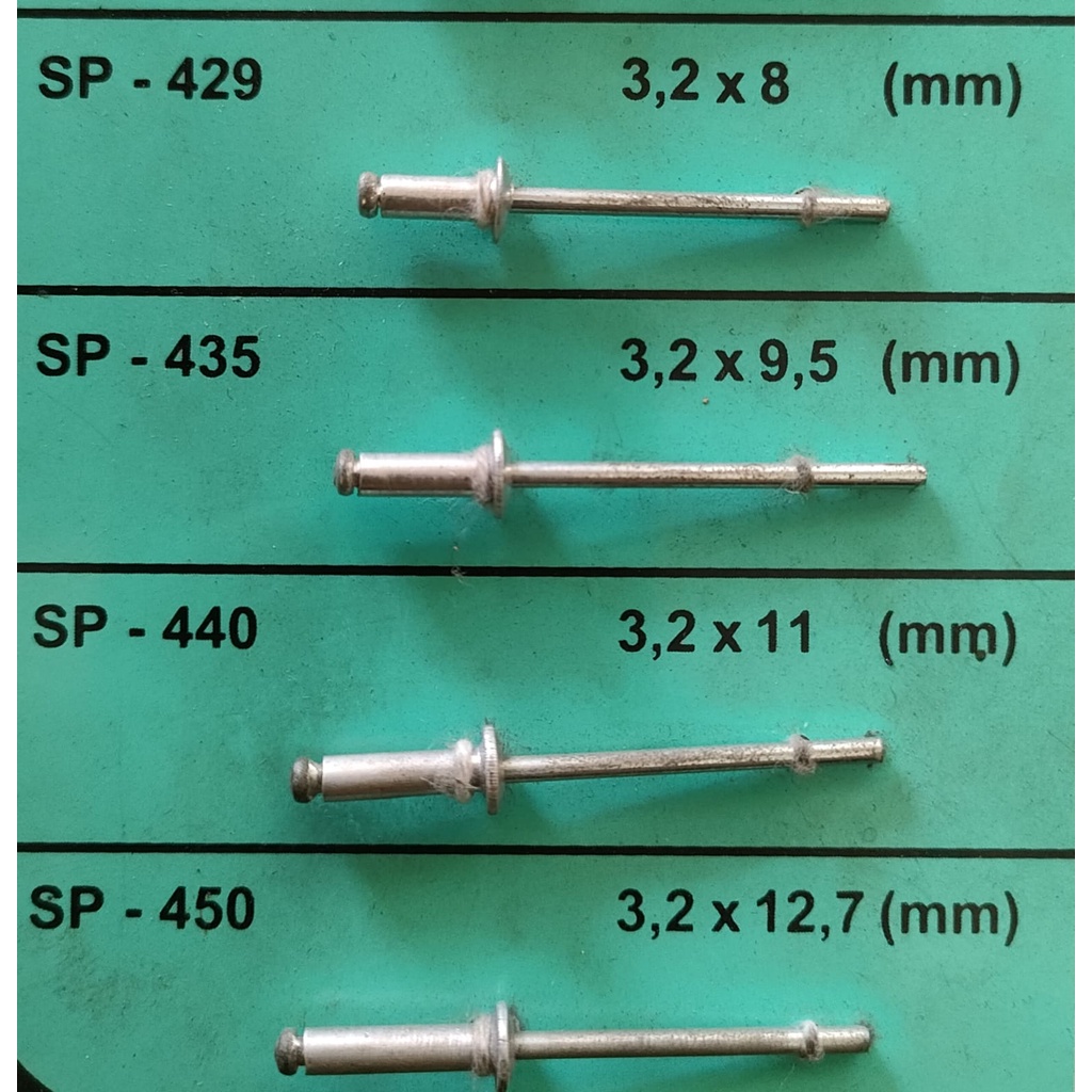 Jual PAKU RIVET RIPET 435 UKURAN 3.2X9.5 MM ISI 10PCS RIFET | Shopee ...