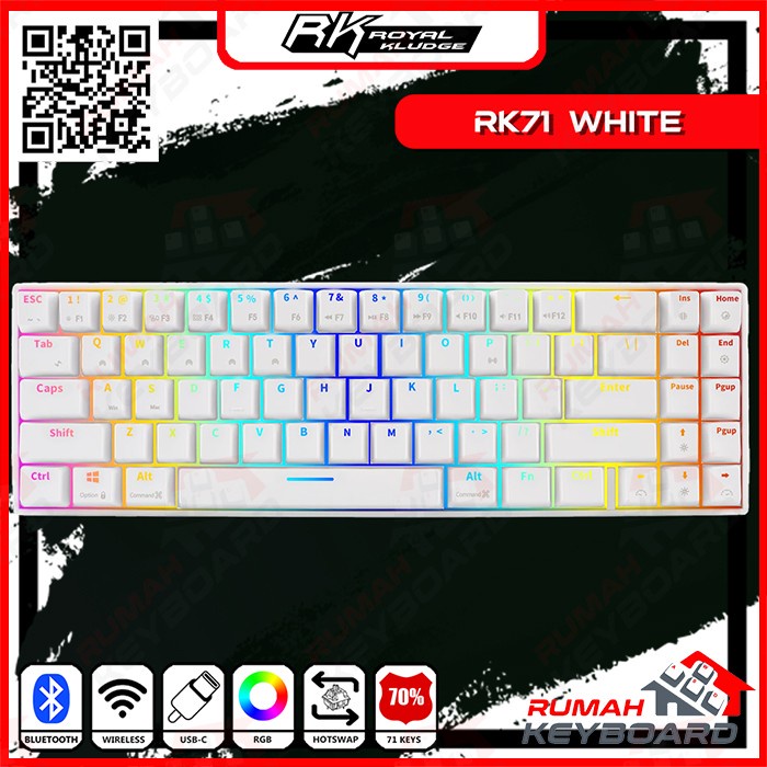 Jual MECHANICAL KEYBOARD - ROYAL KLUDGE - RK71 - 3 MODE - RGB - WHITE ...