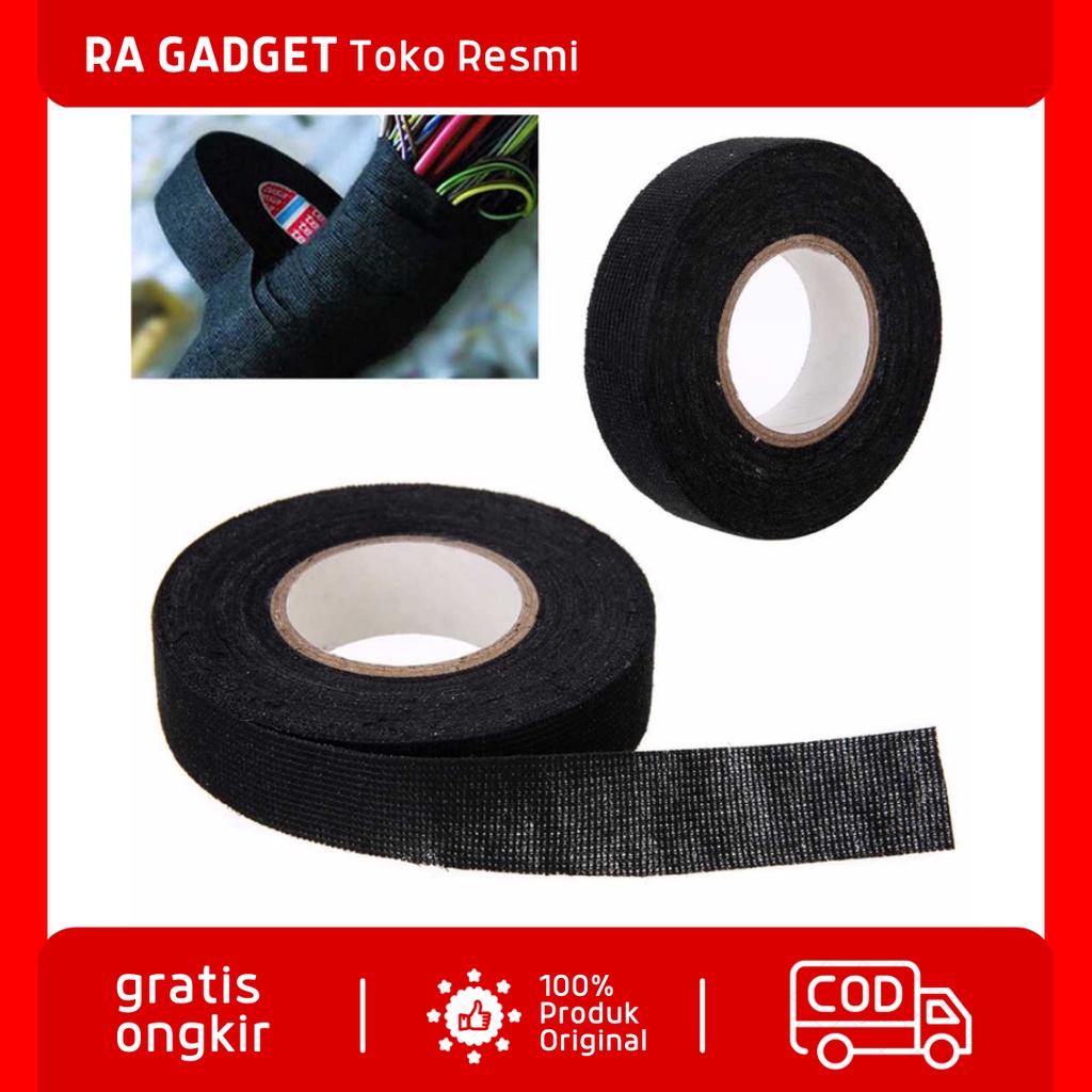 Jual Lakban Kabel Listrik Anti Panas Adhesive Cloth Wiring Tape 19mm ...