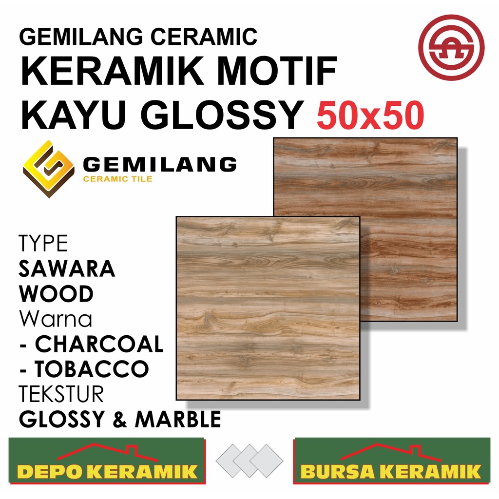 Jual Keramik Motif Kayu 50x50 SAWARA WOOD SERIES -GEMILANG- Glossy&Flat | Shopee Indonesia