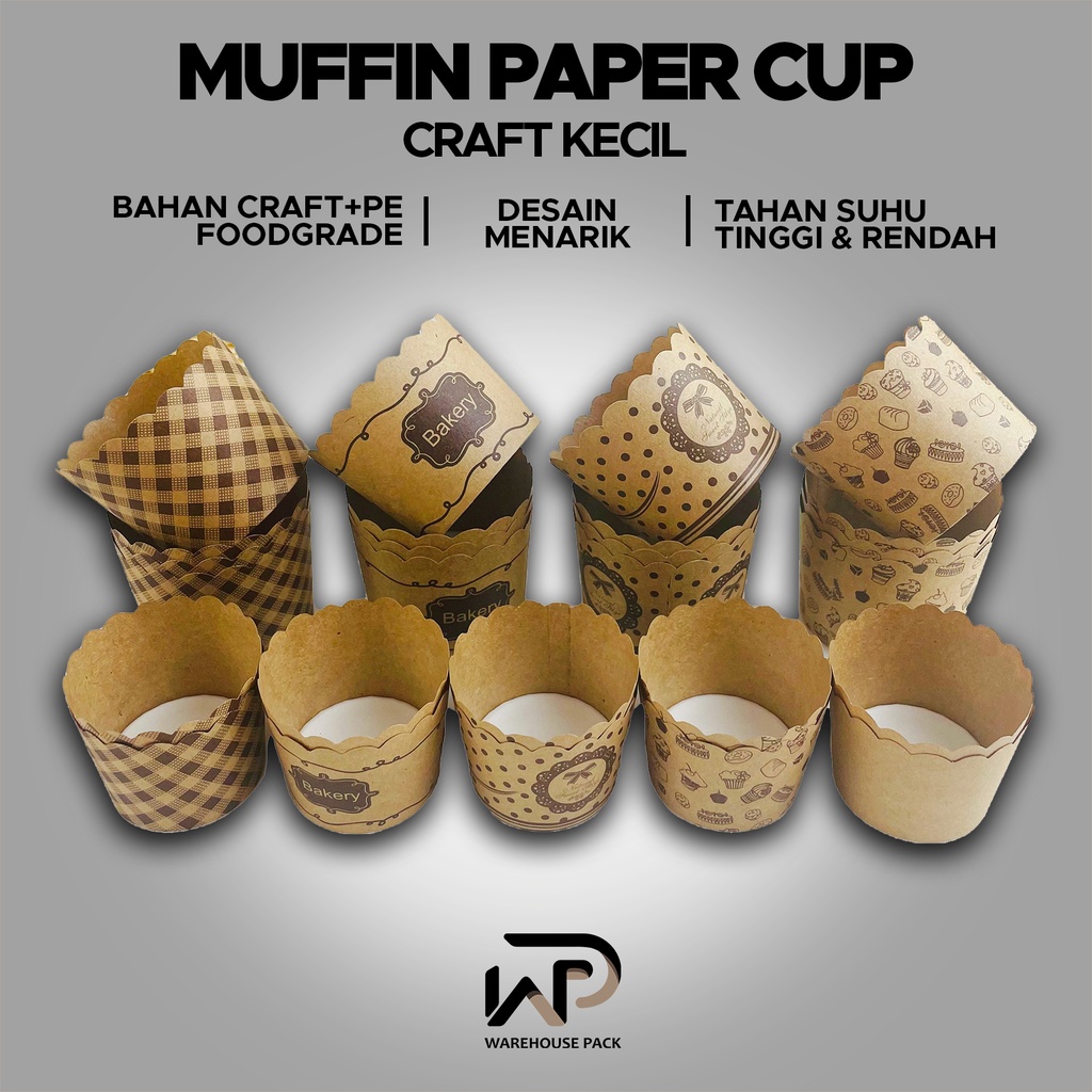 Jual ( 50 Pcs ) Muffin Paper Cup Craft Kecil | Alas Kertas Kraft Coklat Mini Small | Cake Case ...