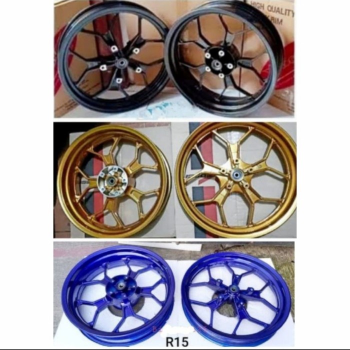 Jual Velg Rossi Rossy R15 V2 Triple Disc Rattle Black Candy Gold Blue ...