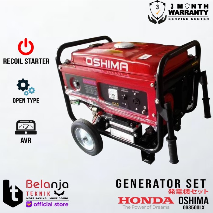 Jual Mesin Genset Honda Oshima OG 3500 LX 2000 Watt Generator Set ...