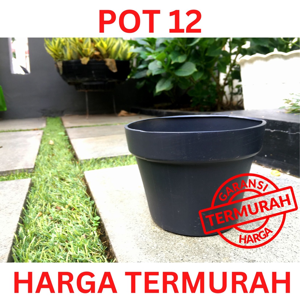 Jual Pot Bunga Murah / Pot Tanaman / Pot Plastik Hitam uk 12 cm ...