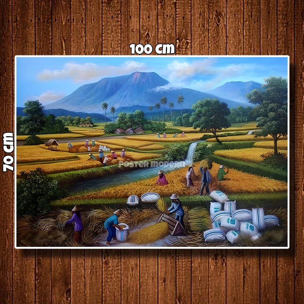 Jual HIASAN DINDING POSTER GAMBAR PANEN PADI #CODE14 UKURAN XTRA JUMBO ...