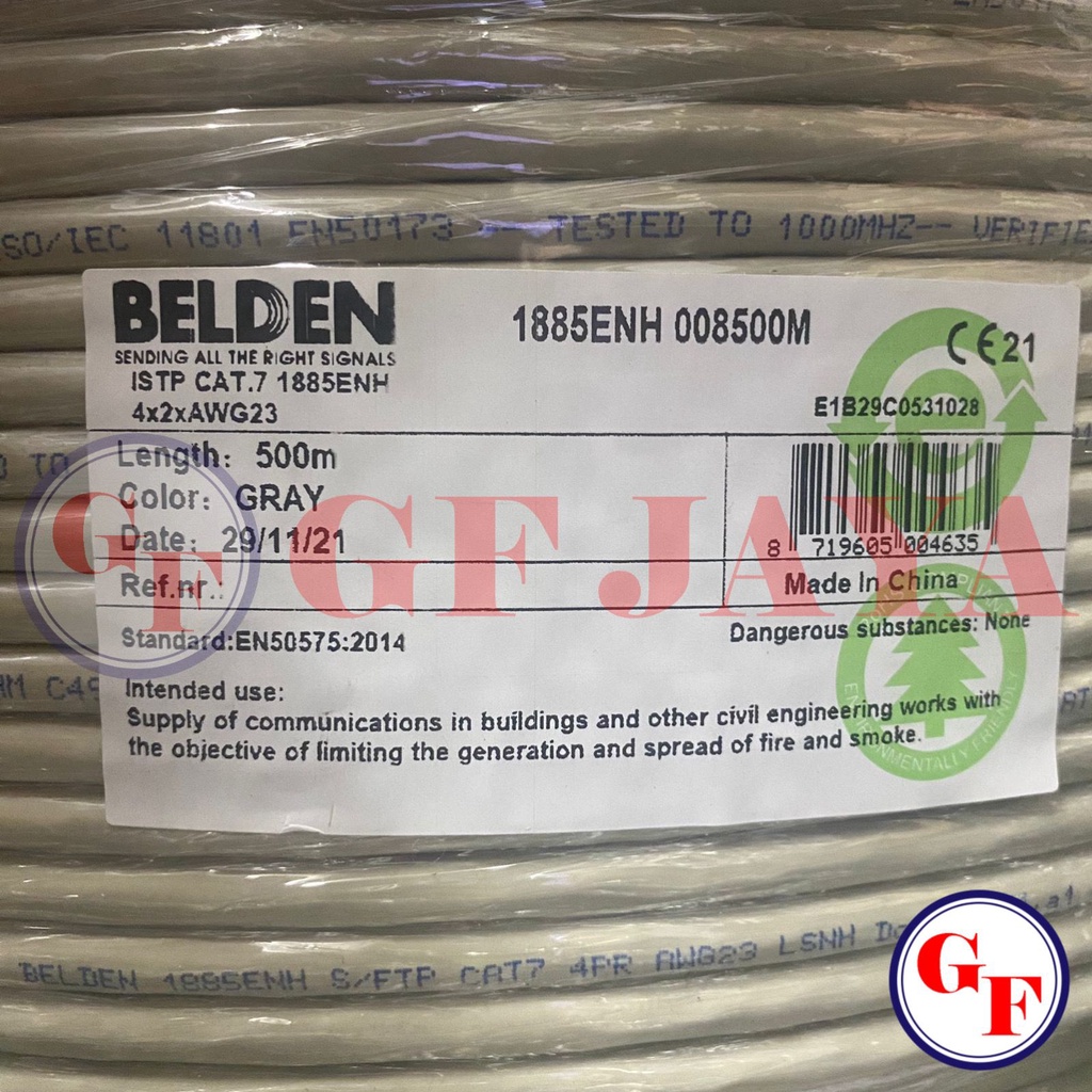 Jual Kabel Belden 1885ENH S/FTP Cat 7 4PR AWG23 LSNH Cat7 23 AWG STP ...