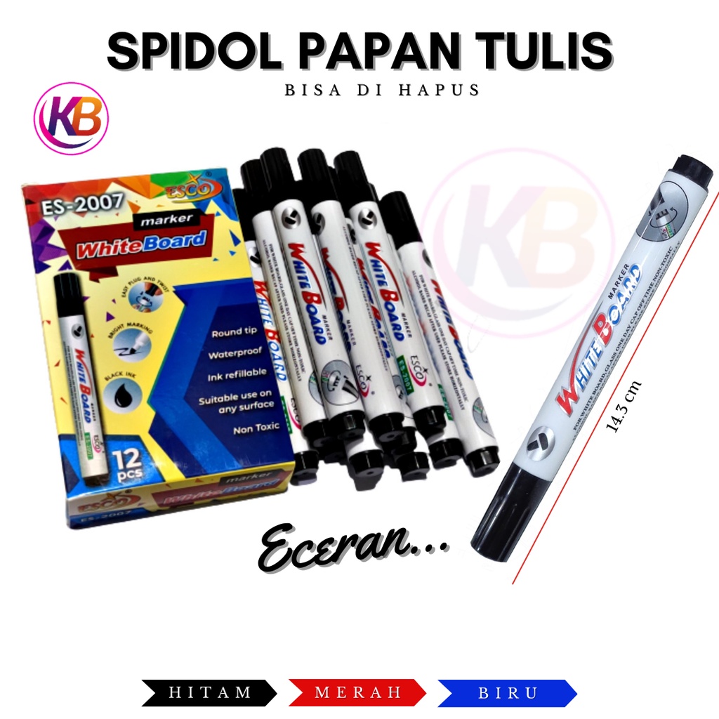 Jual Spidol Besar Papan Tulis Whiteboard Marker / Spidol Esco Es-2007 ...