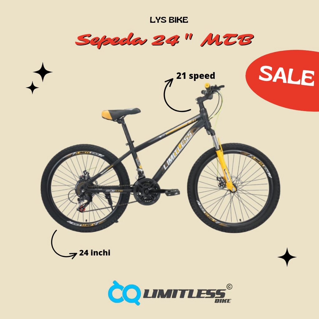 Jual Sepeda Gunung MTB Anak dan Dewasa 24 Inch Limitless Inner Cable Besi 21 Speed / Sepeda ...