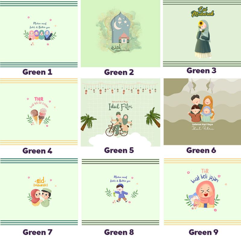 Jual Amplop THR Lebaran/Angpau Variasi Hijau isi 10pcs (sedang ...