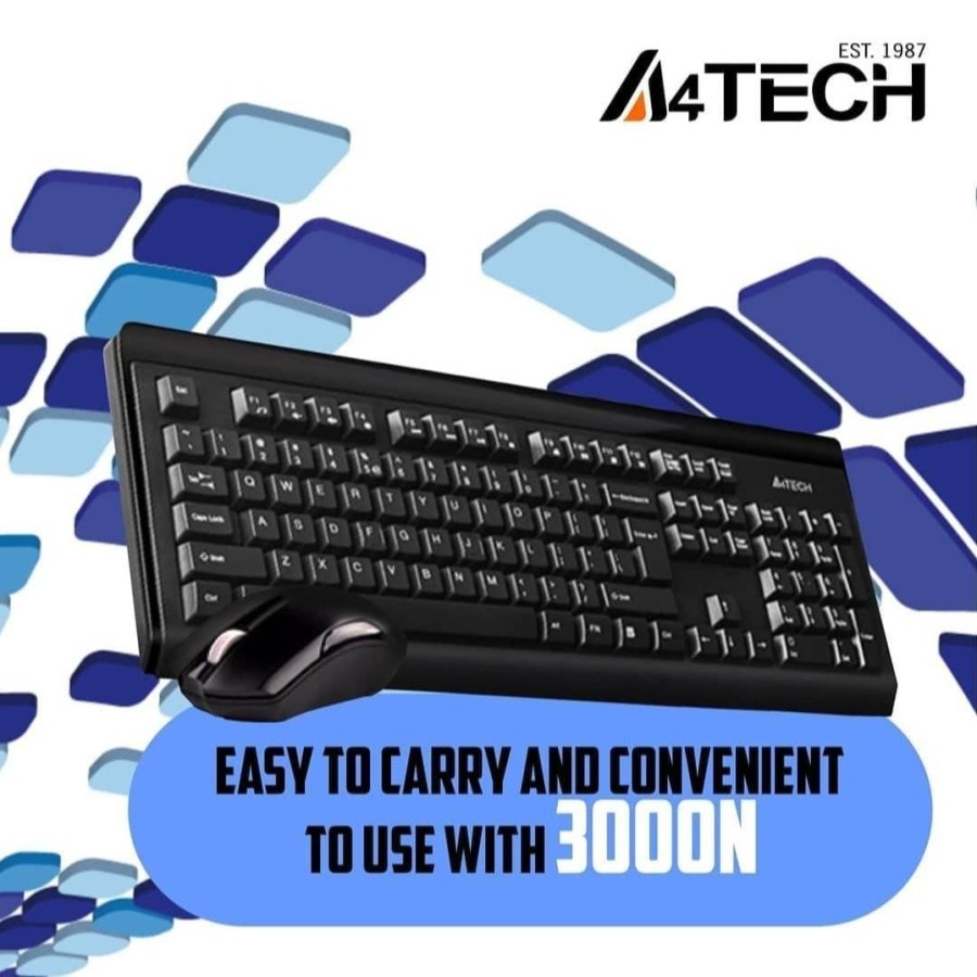 Jual Keyboard Mouse Wireless A4TECH 3000N Precision / keyboard wireless ...