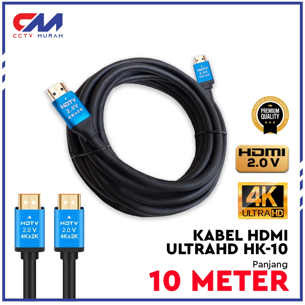 Jual Kabel HDMI V.2.0 4K Gold Plated HD Cable HD 10 Meter | Shopee ...