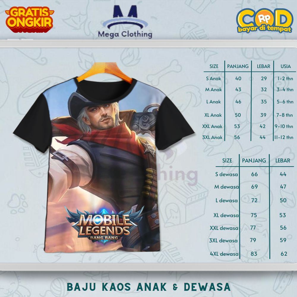 Jual Kaos ML Mobile Legend Marksman Clint Anak & Dewasa - Baju Couple Anak & Dewasa ML Mobile ...