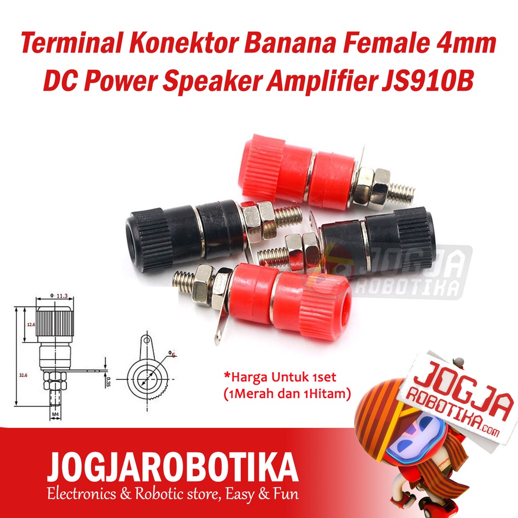 Jual JS-910B Terminal Konektor Binding Post Banana Female 4mm DC Power Speaker Amplifier JS910B ...