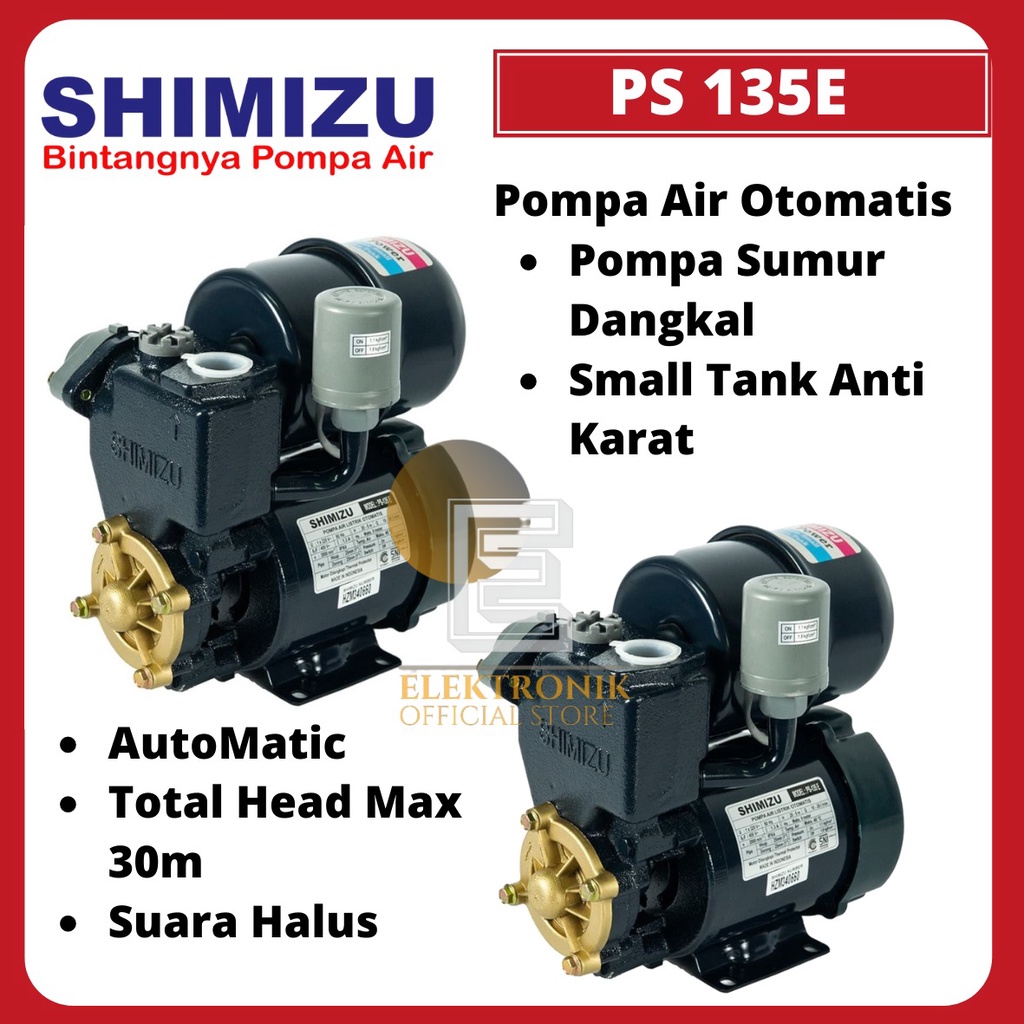 Jual SHIMIZU POMPA AIR PS 135 E AUTOMATIC PUMP/PS135E/PS-135E/PS-135 E/PS135/PS-135 E HITAM ...