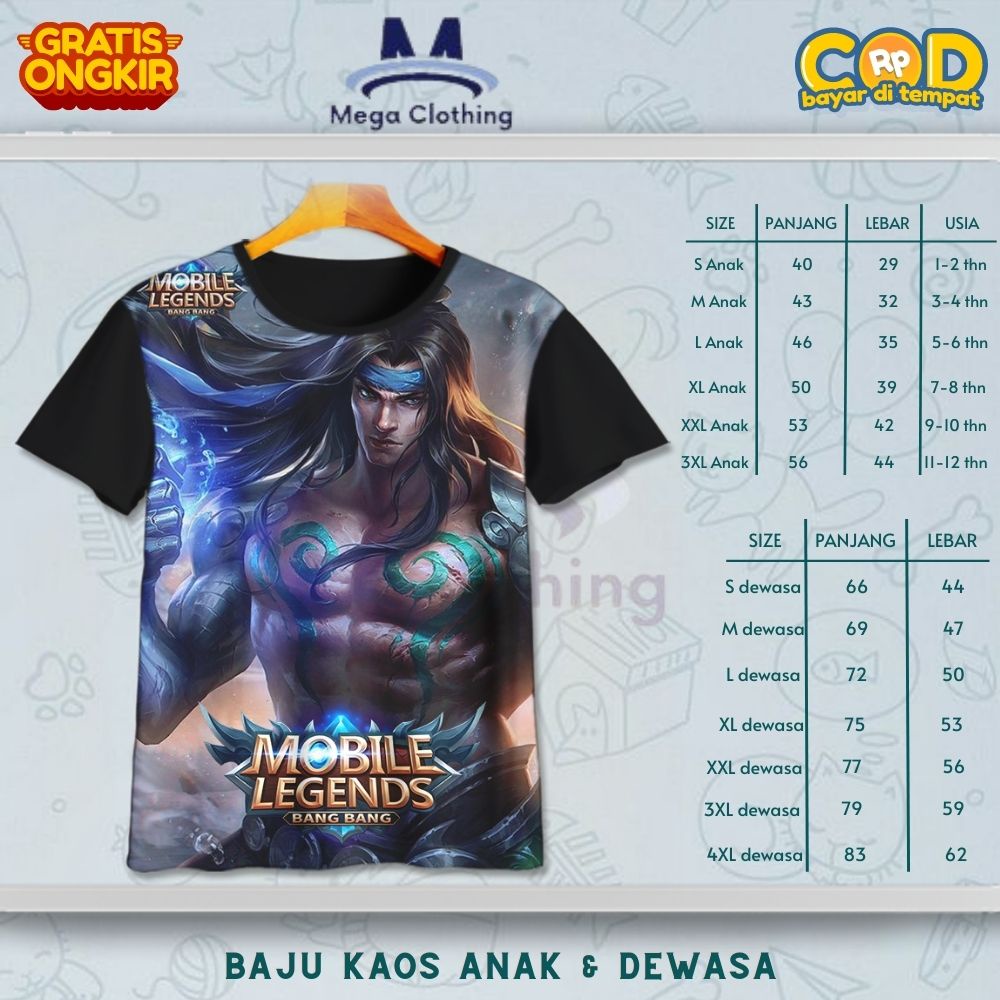 Jual Kaos ML Mobile Legend Fighter Badang Anak & Dewasa - Baju Couple Anak & Dewasa ML Mobile ...