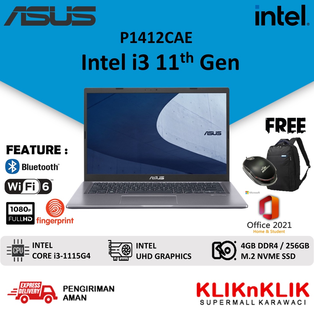 Jual LAPTOP ASUS P1412CEA I3 1115G4 RAM 8GB 512GB SSD FHD OFFICE ...