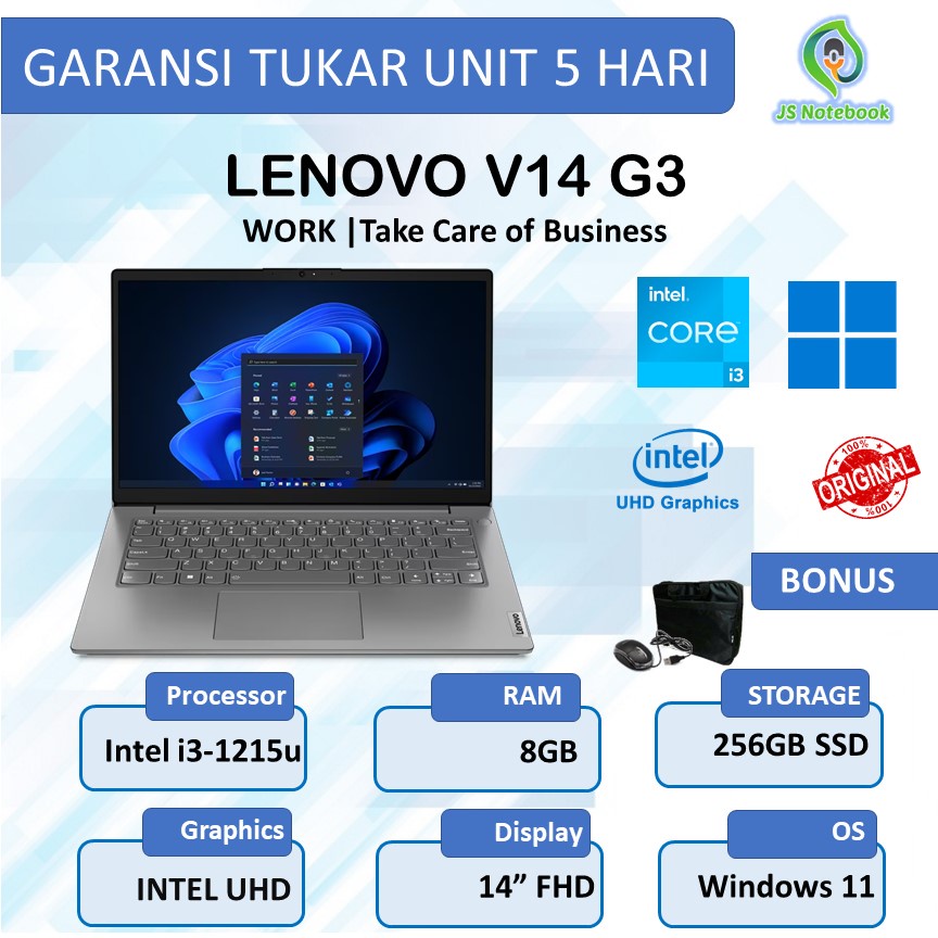 Jual LAPTOP LENOVO V14 G3 Intel Core i3 1215u 8GB 512SSD WINDOWS 11 14 ...