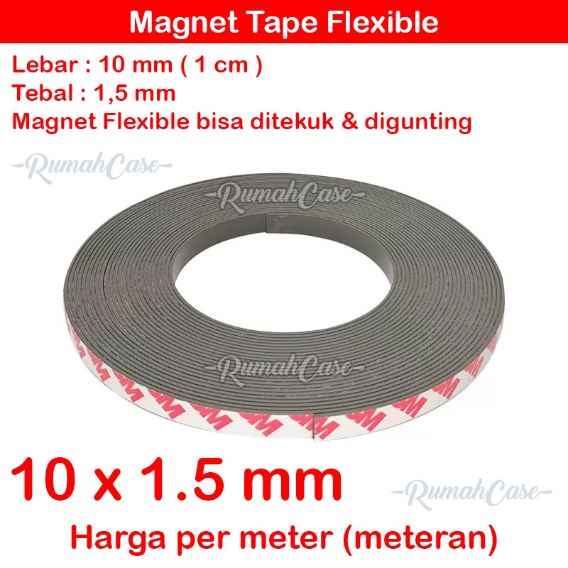 Jual Magnet tape 3M - 10x1.5mm per 1 meter meteran kassa kawat nyamuk magnetic kulkas double ...