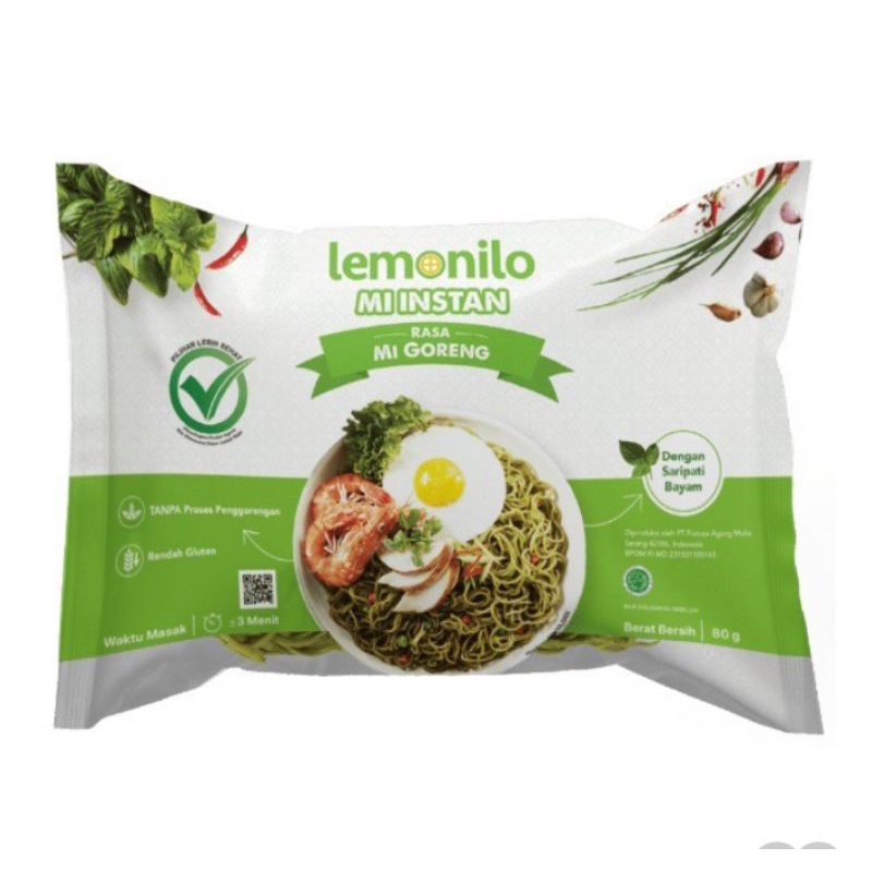 Jual LEMONILO Mie Instan Goreng Rasa Ayam Bawang Satuan Mi Hijau Sehat ...