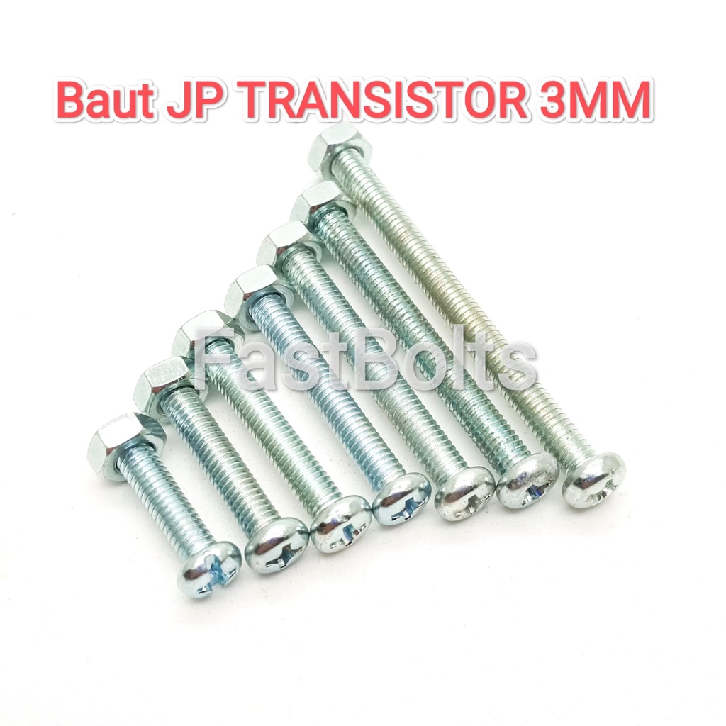 Jual BAUT DAN MUR TRANSISTOR 3MM / Baut JP 3MM PANJANG 10-50CM | Shopee Indonesia
