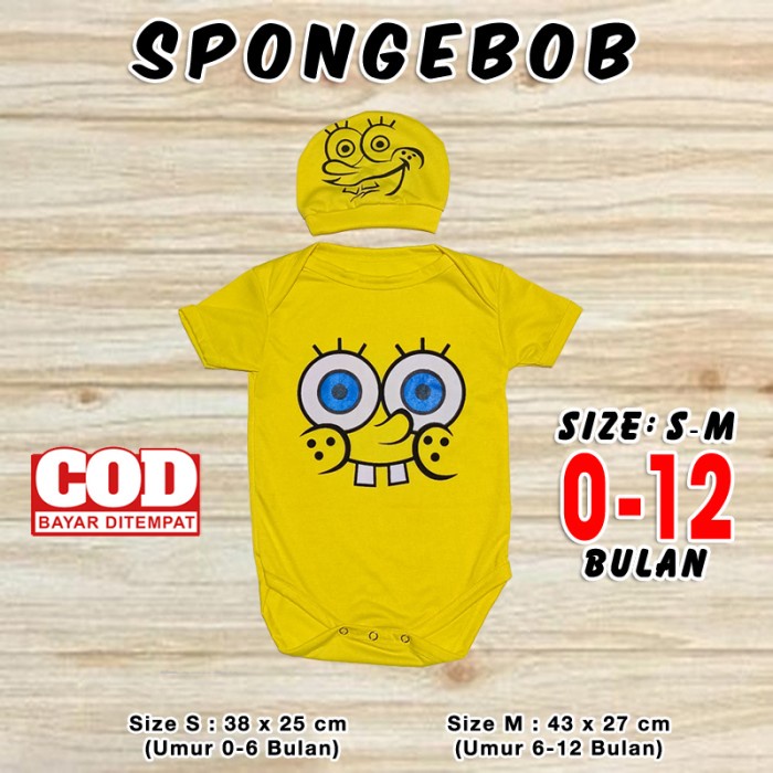 Jual Baju Jumper Bayi Karakter Spongebob Spongbob Romper Kaos Baru ...
