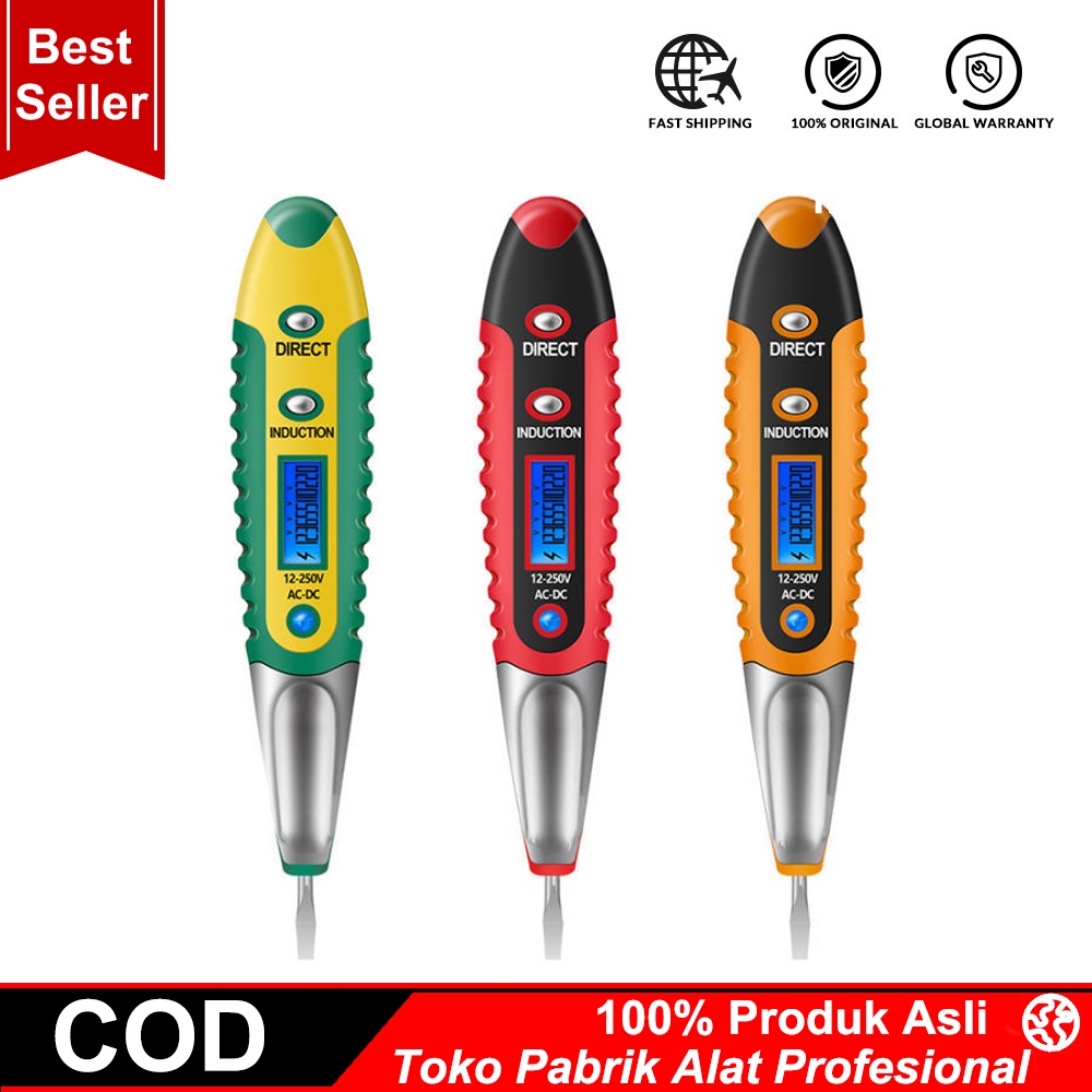 Jual Obeng Tespen Test pen AC DC LCD Digital Display Voltage Test Pen ...