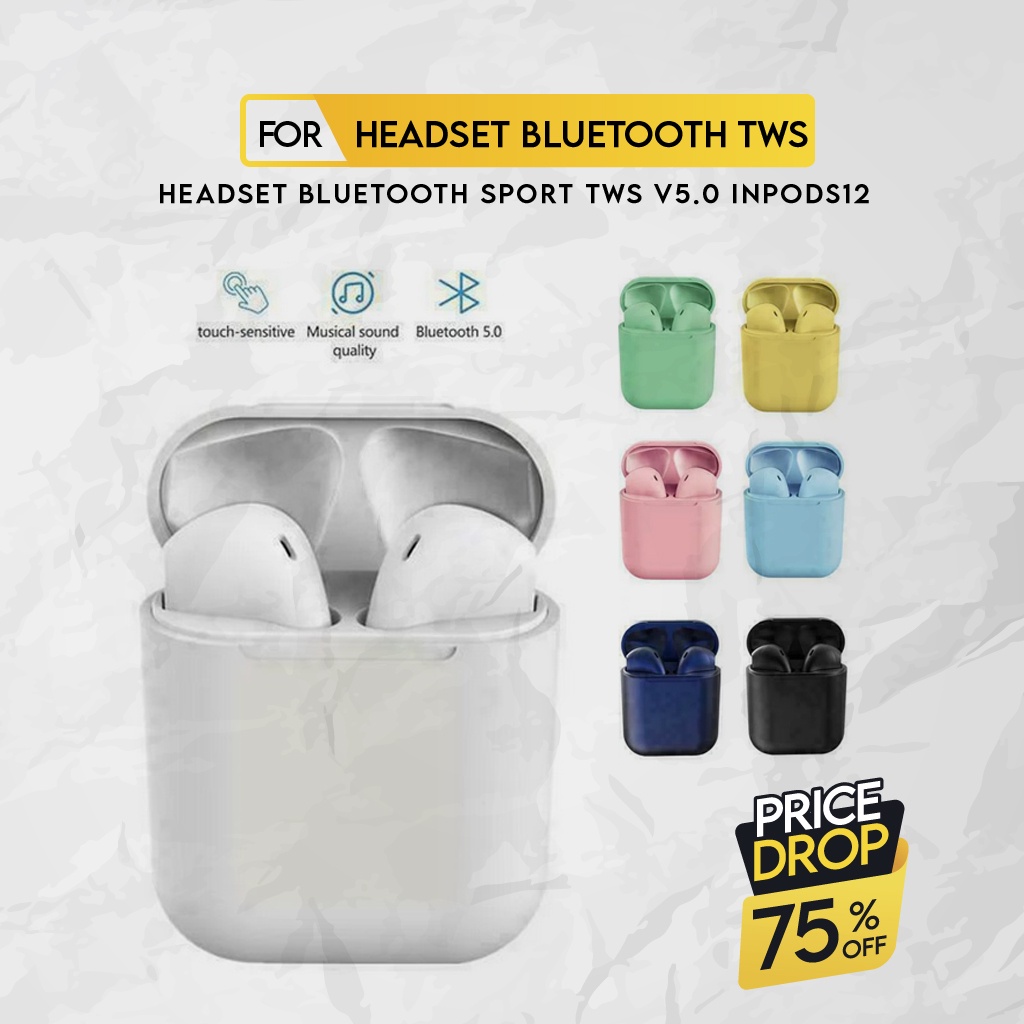 Jual Handsfree / Headset Bluetooth Sport TWS V5.0 Earphone inPods12 ...