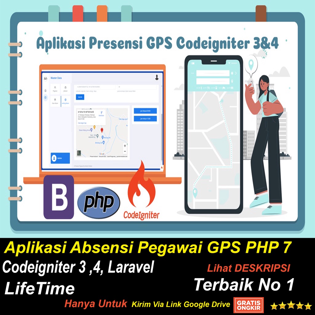 Jual Aplikasi absensi Pegawai GPS dengan PHP 7 dan Codeigniter 3 & 4 | Shopee Indonesia
