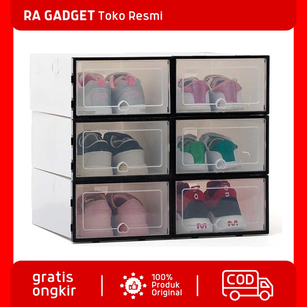 Jual Kotak Susun Rak Organizer Sepatu Shoe Box 6 PCS Size L / Box ...