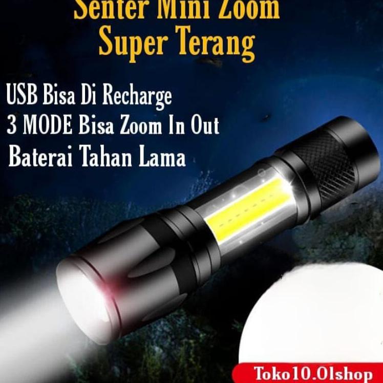 Jual Realpct Senter Swat Mini Zoom COB led Super Terang Swat Police light Recharge⭐ Toko10⭐ ...