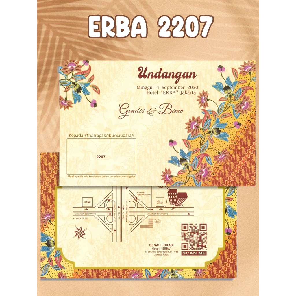 Jual Blangko Undangan Pernikahan ERA BARU / ERBA 2207 COVER Motif Batik UNDANGAN KOSONGAN ...
