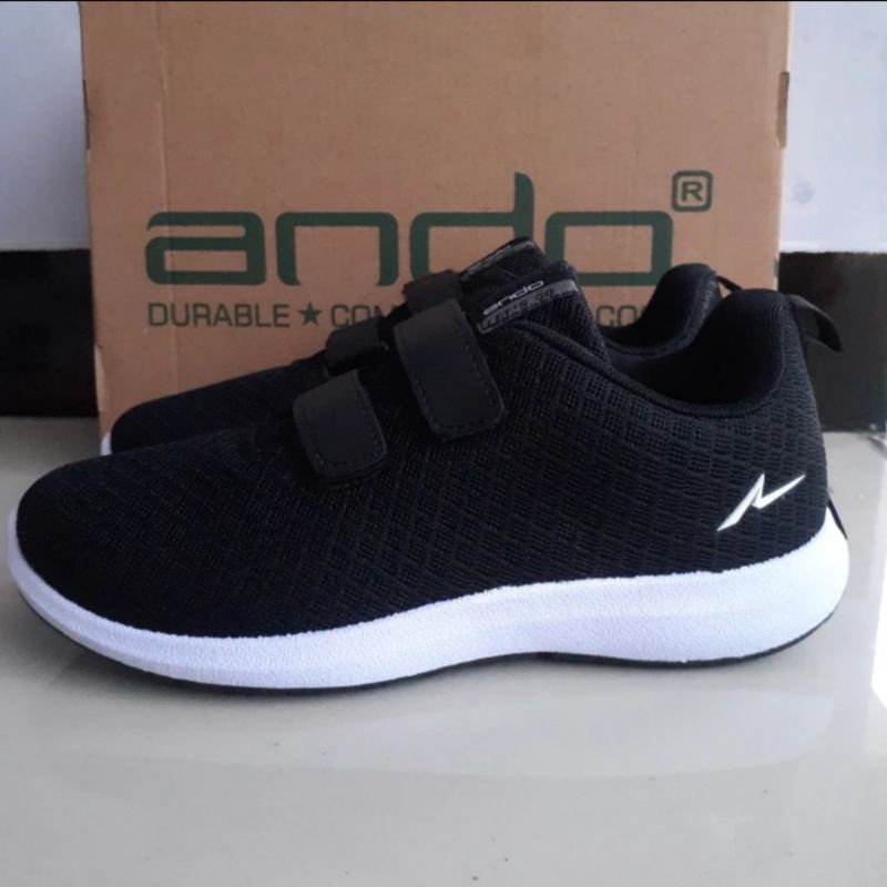 Jual sepatu Ando original BSC 21 velcro hitam putih black white ...