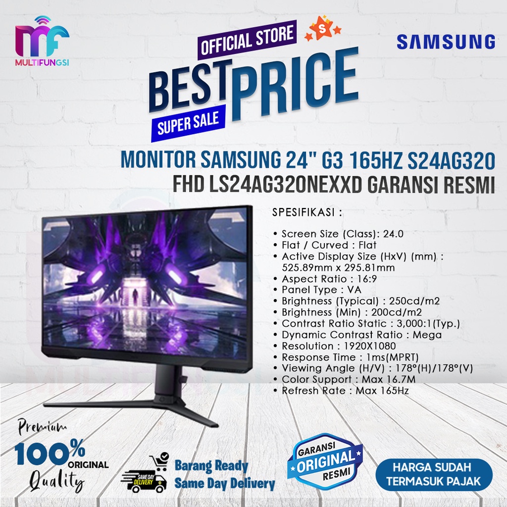 Jual Monitor Samsung 24" G3 165Hz S24AG32 / S24AG320 FHD LS24AG320NEXXD ...