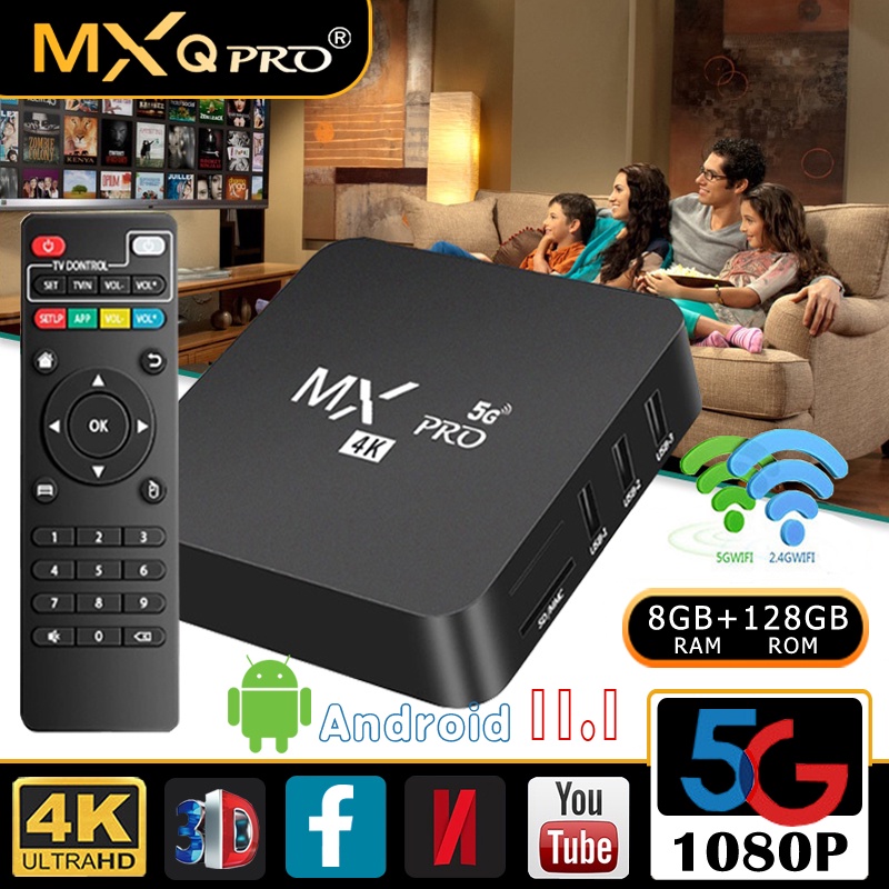 Jual android tv box unlock full root 8gb+128gb MXQ PRO caja de smart TV box 2.4g/5g Wifi 4K stb ...
