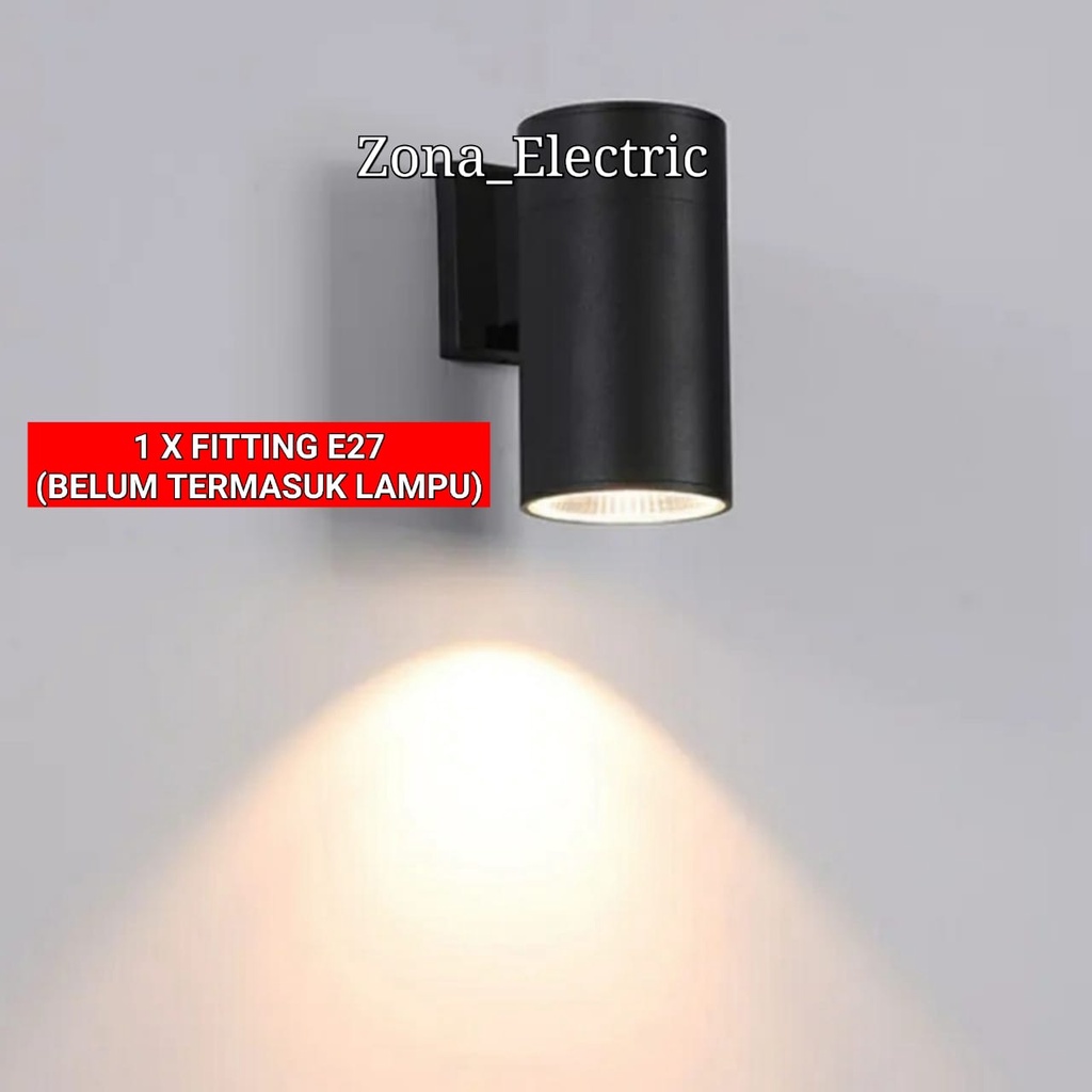 Jual LAMPU DINDING TAMAN OUTDOOR 1 ARAH 1 X FITTING E27 BULAT HITAM ...