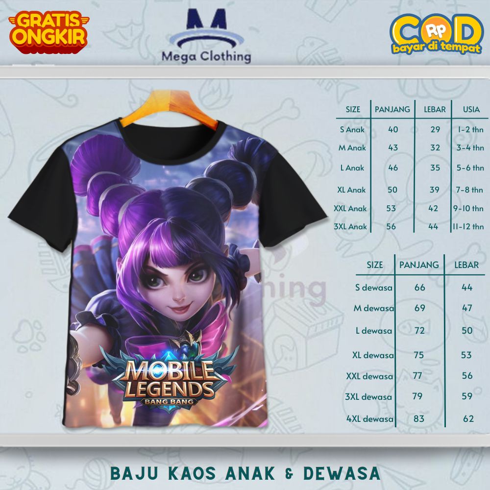 Jual Kaos ML Mobile Legend Mage Lylia Anak & Dewasa - Baju Couple Anak & Dewasa ML Mobile Legend ...