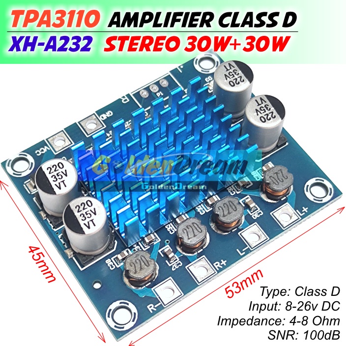 Jual TPA3110 XH-A232 Class D Digital Amplifier Stereo 30w+30w Audio Ampli | Shopee Indonesia